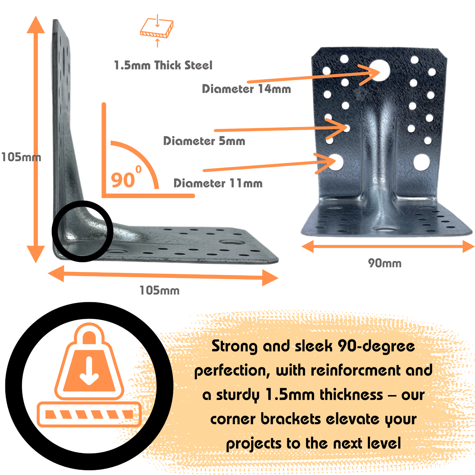 Large Corner Brackets - Heavy Duty Steel Angle Brackets KP2E ...