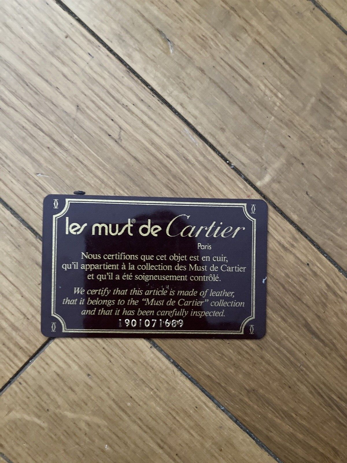 VINTAGE LE MUST DE CARTIER CARD AUTHENTICITY CARD CER… - Gem