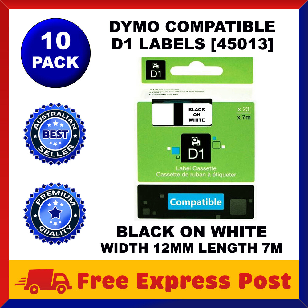 10 Pack DYMO Compatible D1 45013 Label Tapes Black Print on White LW450 ...