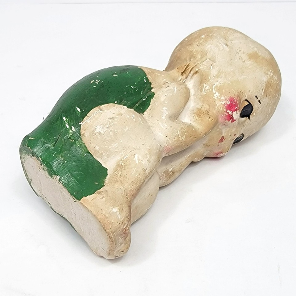 Vintage Chalkware Kewpie Doll Figurine Sitting Baby Boy 6" Cupie Rose O ...