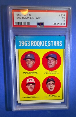 1963 Topps Baseball #537 Rookie Stars Pete Rose PSA 5 Reds, NEW SLAB ...