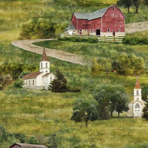 Farmstead By Wilmington Prints - Green Meadow #2560-732 | eBay