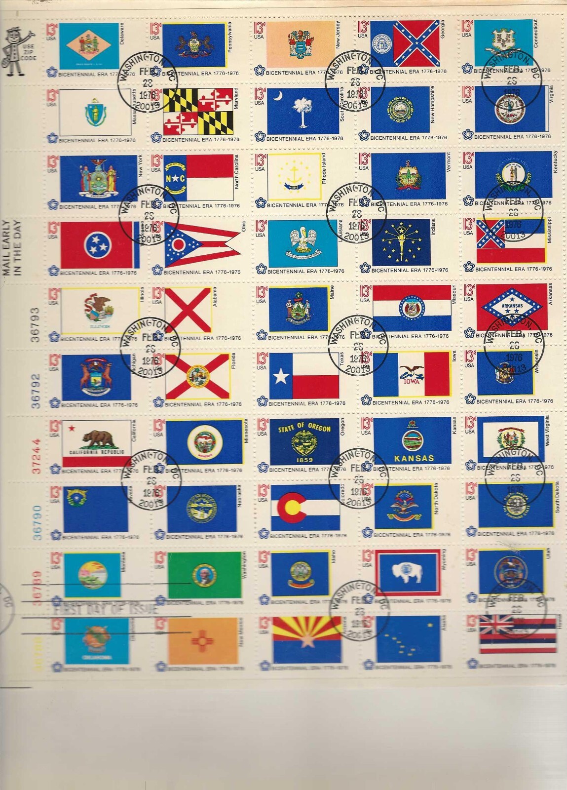 FDC...STATE FLAGS...Sc #1682a (Cpl Sheet of 50)...1976....SCV $27.50 ...