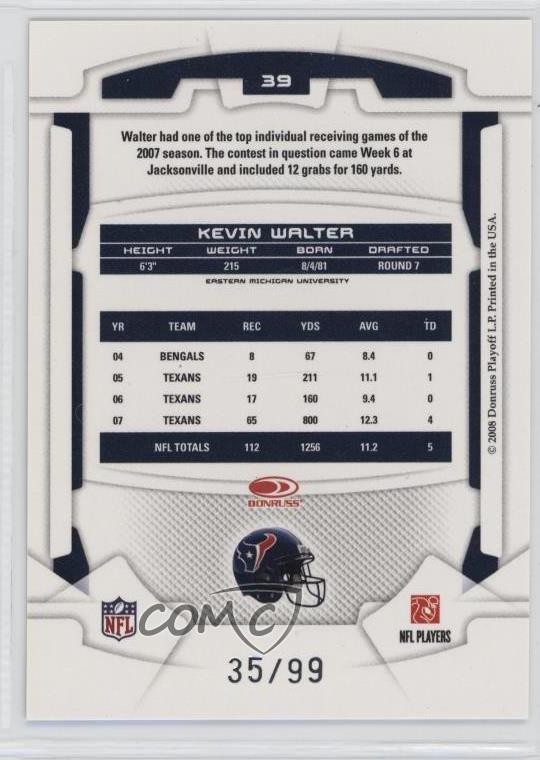 2008 Leaf Rookies & Stars Longevity Parallel Holofoil 35/99 Kevin ...