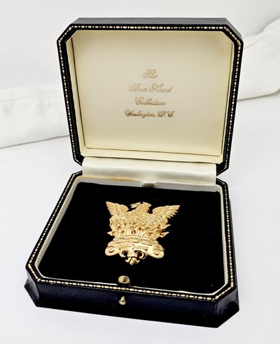 ANN HAND GILT STERLING SILVER FAUX RUBY CITRINE PATRIOTIC EAGLE BROOCH ...