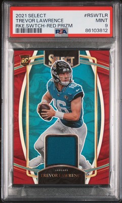 2021 Select Football Trevor Lawrence Red Prizm Rookie RC Swatch Patch # ...