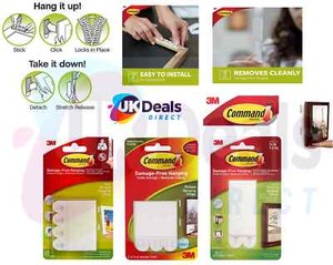3M Command Strips Self Adhesive Picture Frame Hanging Strips Poster Strips