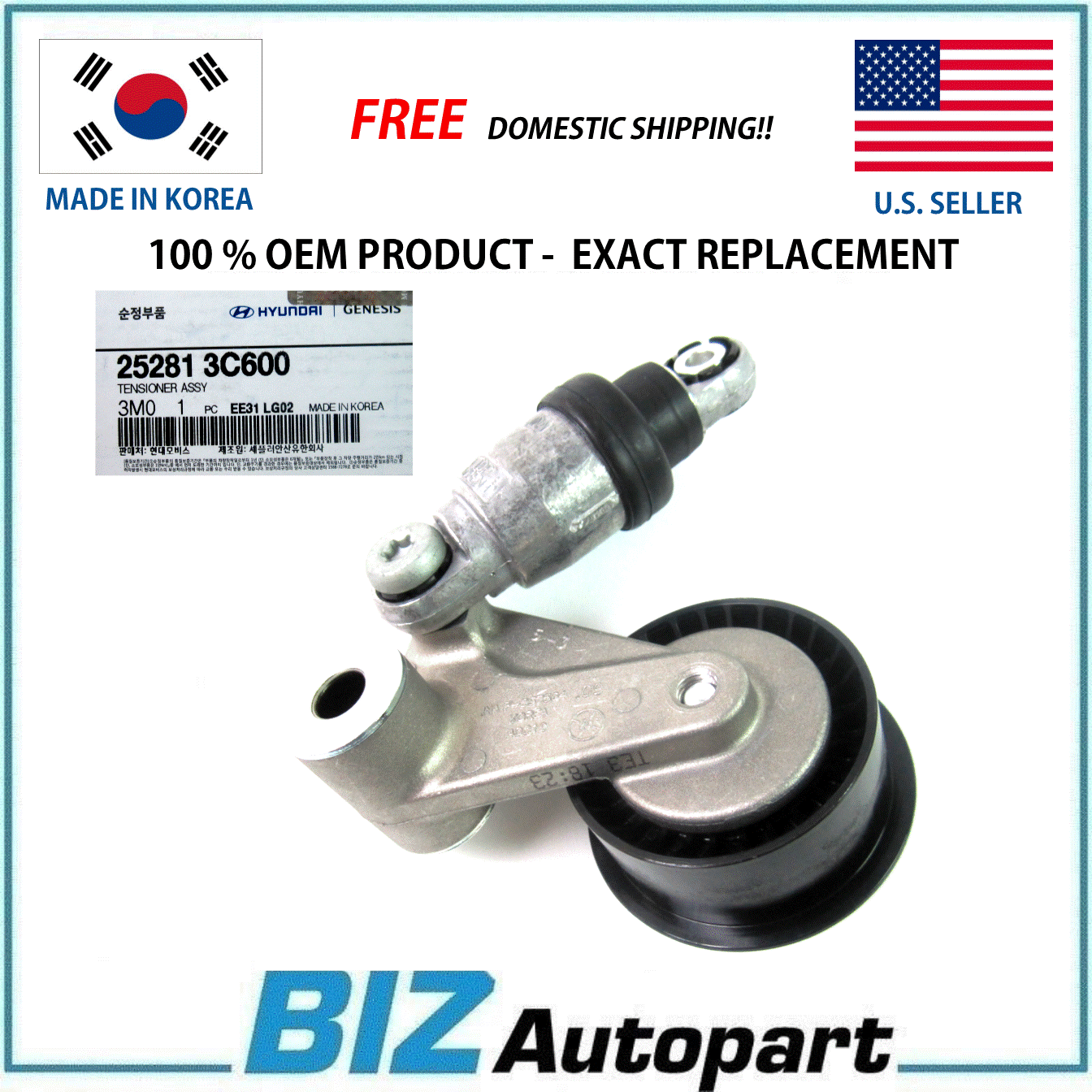 Genuine Belt Tensioner for 2009-2026 Genesis Hyundai Kia 3.3L 3.8L ...