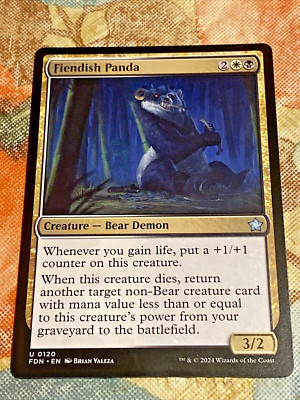 FIENDISH PANDA ~ CREATURE-BEAR DEMON, MTG, UNCOMMON, FOUNDATIONS, BLACK ...
