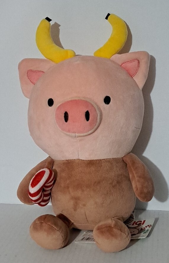 Miniso Life GiGi Plush Pig with Candy Cane Christmas Plush 12" w/ Tags ...