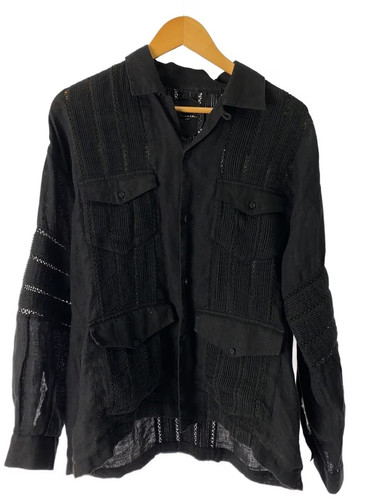 Pheeta x UNITED ARROWS Long Sleeve Shirt, Size 1, Linen, Black, Solid ...