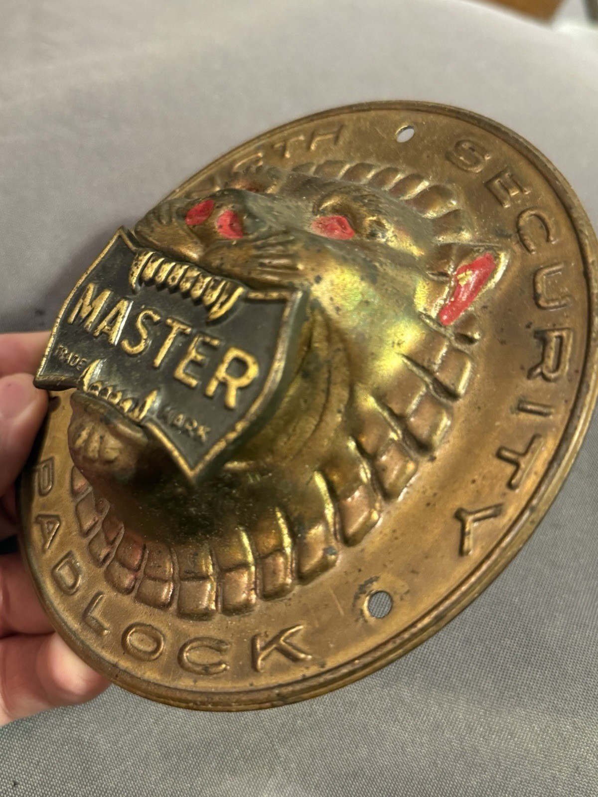 Antique Brass Embossed Lion Head Master Lock Advertising Sign | eBay