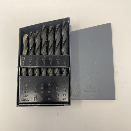 Allied Drill Index box w/29 pieces 1/16" to 1/2" by 1/64" | eBay