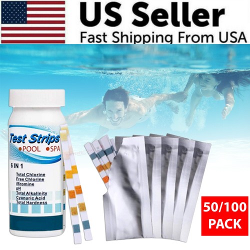 6 IN 1 Chlorine Dip Test Strips Hot Tub SPA Swimming Pool PH Tester ...