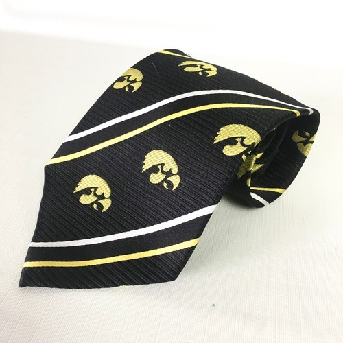 University of Iowa Hawkeyes Silk Necktie Black Gold Eagles Wings ...