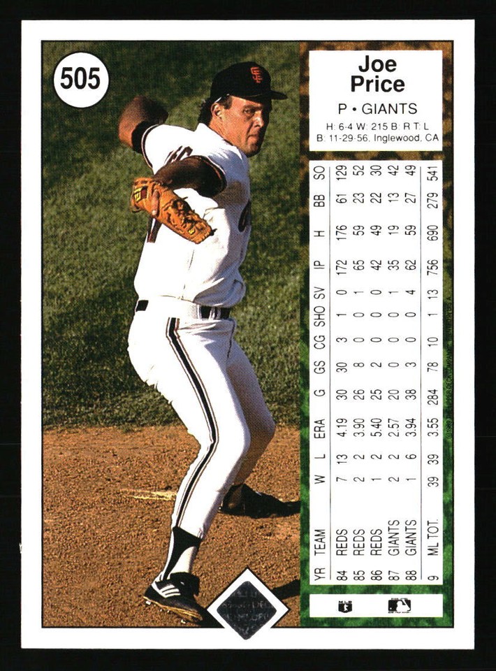 Joe Price 1989 Upper Deck #505 Baseball Card | eBay
