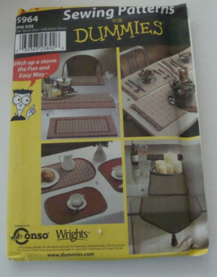 NOS Simplicity #5964 Place Mats & Runners Sewing Pattern for Dummies ...