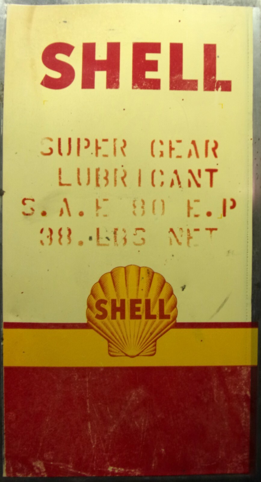 RARE Old SHELL Super Gear Lubricant SAE 80 EP 38 Lbs Net Square ...