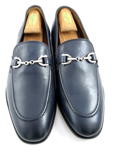Allen Edmonds "STANTON" Leather BIT Penny Loafers 10.5 EEE Navy WORN ...