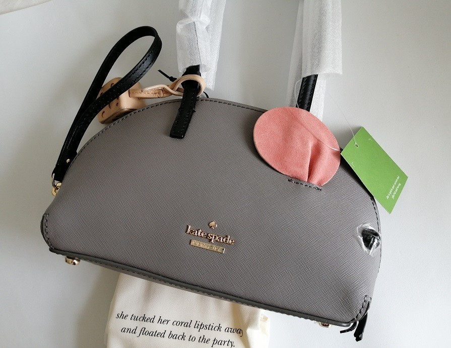 New Kate Spade Grey multi Cat’s Meow Mouse Cowhide LEATHER BAG Free ...
