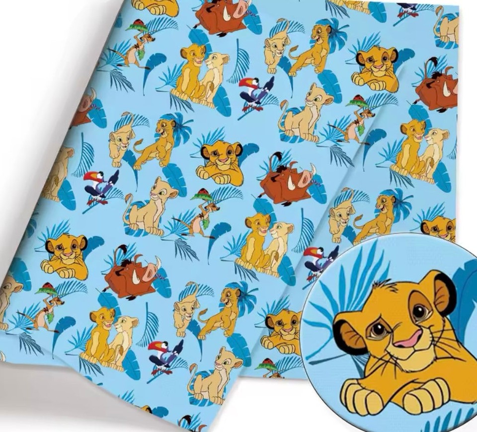 Disney Lion King Simba Pumbaa character Polycotton Fabric Half Yard (18 ...