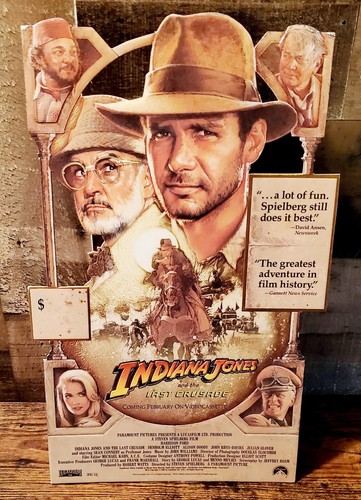 1989 "INDIANA JONES AND THE LAST CRUSADE" Spielberg VIDEO STORE COUNTER ...