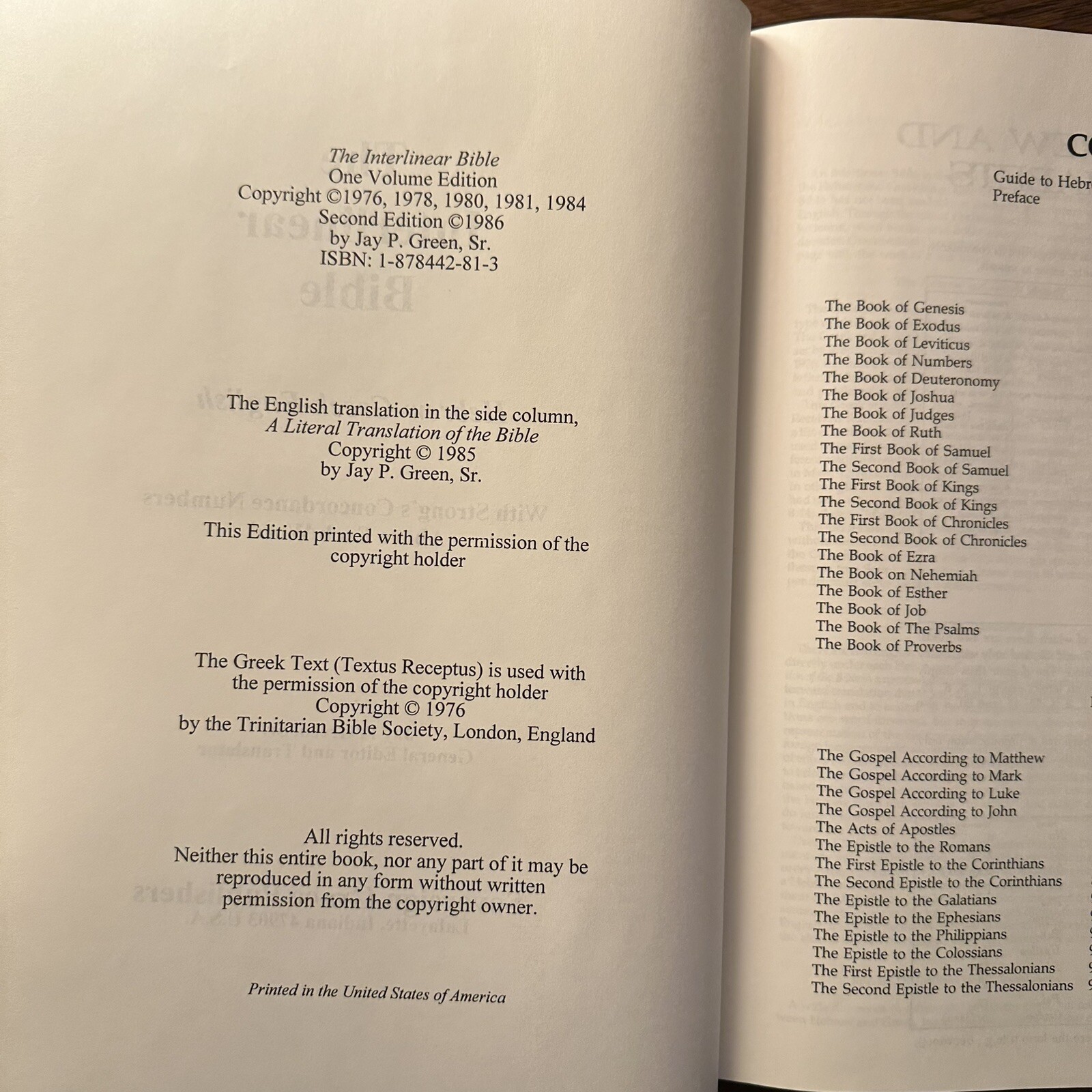 The Interlinear Bible Hebrew Greek English 1986 Jay Green Study ...