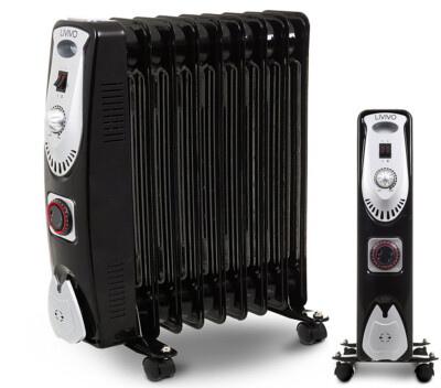 BLACK 9 FIN PORTABLE ELECTRIC OIL FILLED RADIATOR 2KW HEATER 2000W ...
