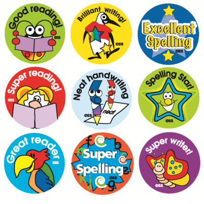 540x GREAT READING SPELLING STAR SUPER WRITING TEACHER REWARD STICKERS ...