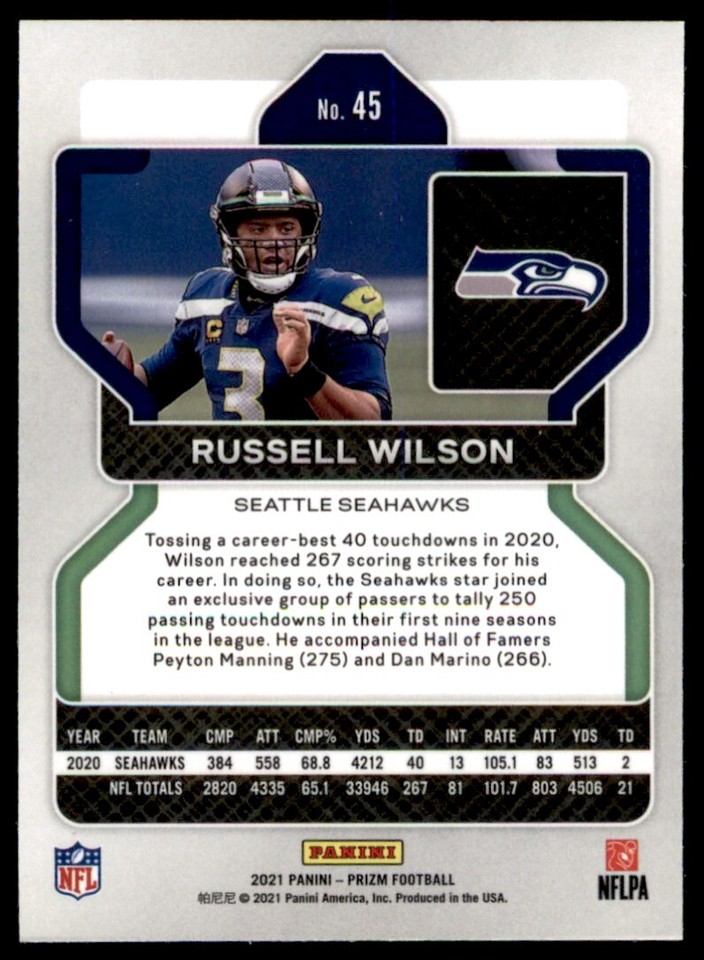 2021 PANINI PRIZM RUSSELL WILSON SEATTLE SEAHAWKS #45 67 | eBay