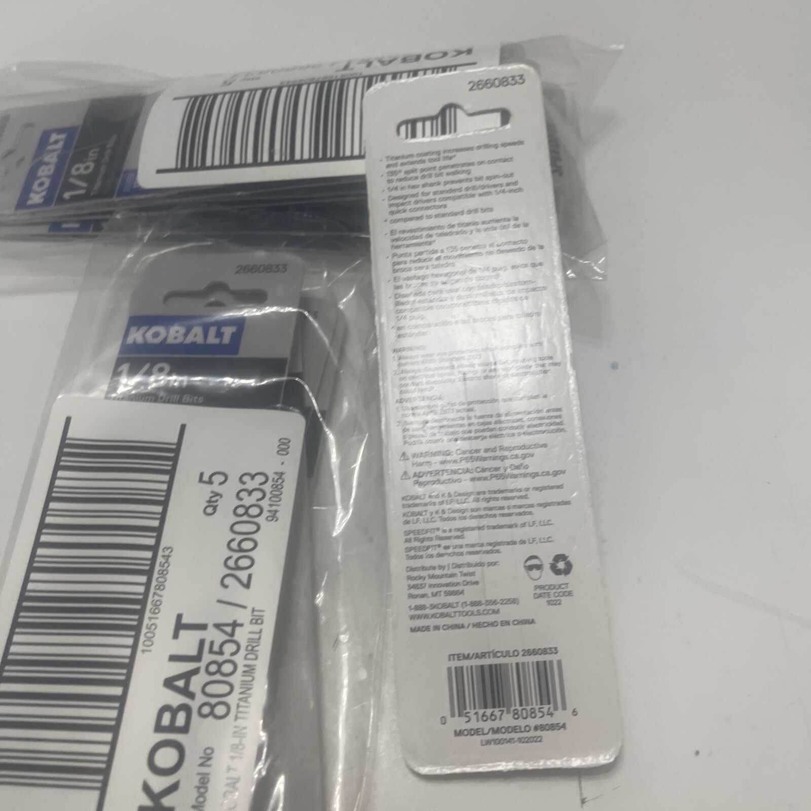 Kobalt Titanium Drill Bits - SpeedFit - 1/8" - 2ct #2660833 (2pkg) | eBay