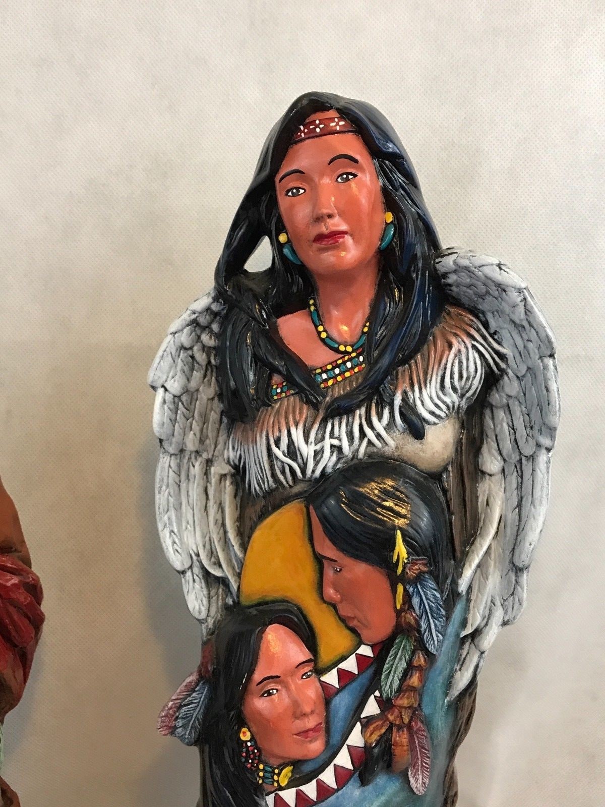 Vintage Native American Warrior And Woman Totem Statues Collectibles ...