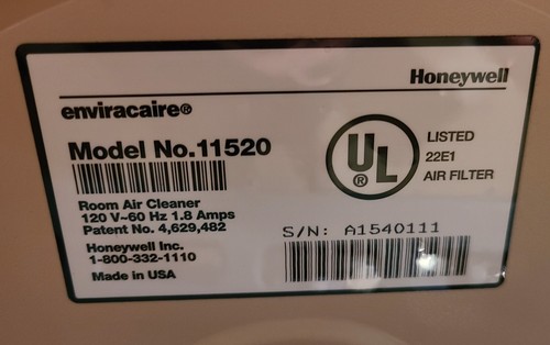 Honeywell Model 11520 HEPA Air Purifier 192 Sq Ft Activated Carbon NEW ...