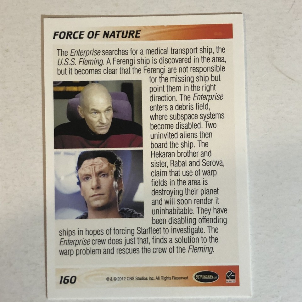 Star Trek The Next Generation Trading Card #160 Force Of Nature Levar ...