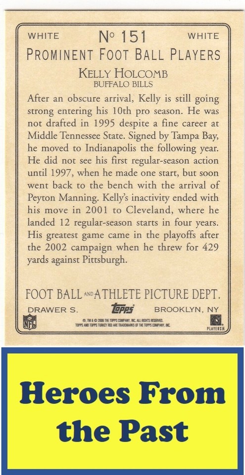 2005 Topps Turkey Red White #151 Kelly Holcomb 056-M | eBay