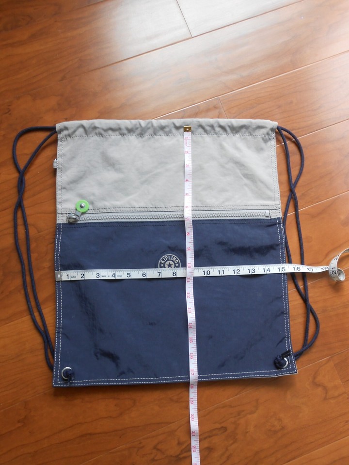 Kipling Blue/ Gray Drawstring Backpack Bag 17.5" x15" | eBay