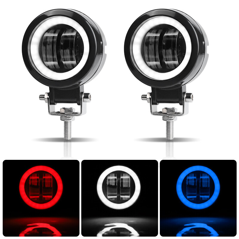 3" Round/Square LED Work Light Fog Driving DRL White Halo Pods SUV ATV ...