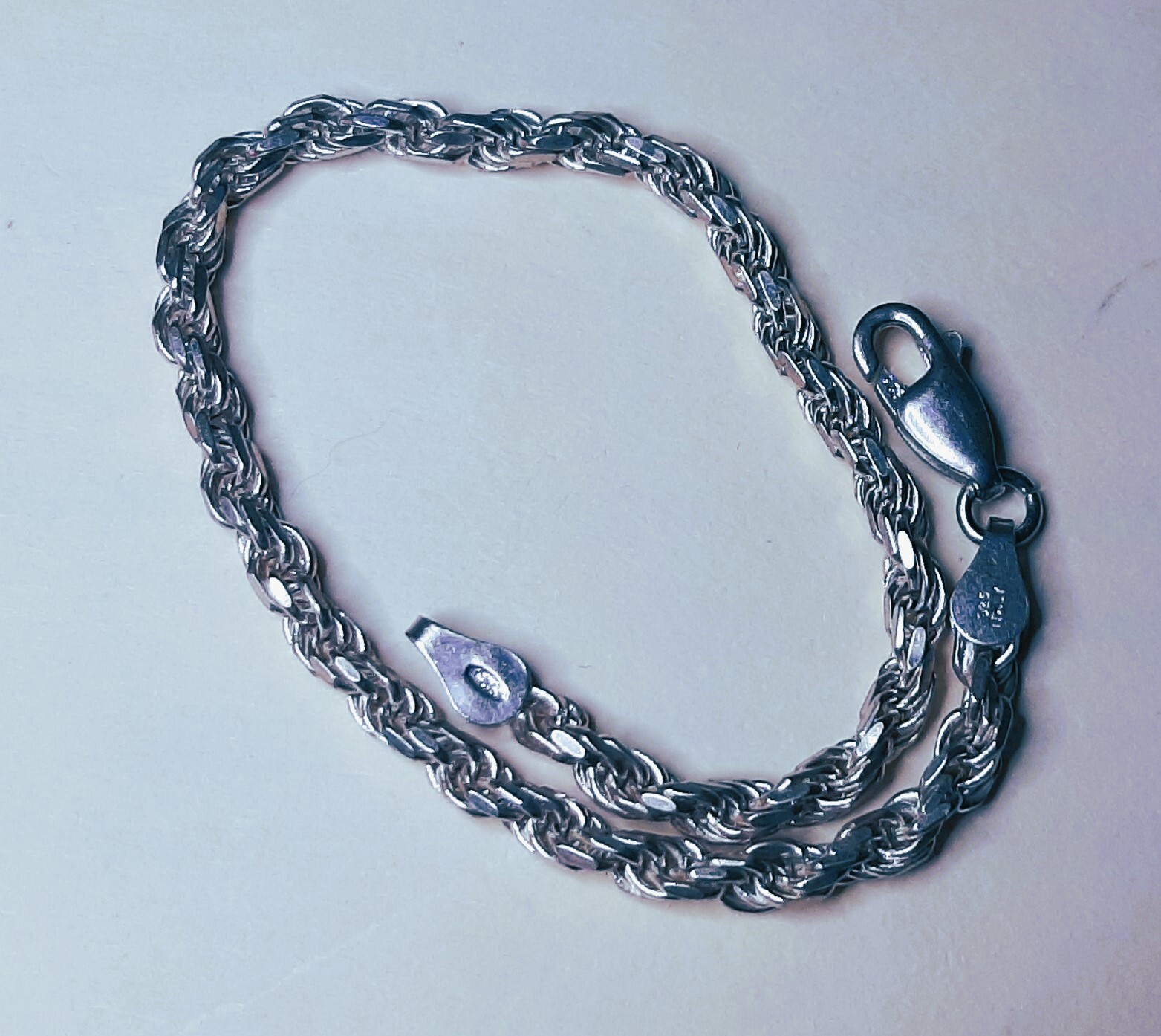 925 Solid Sterling Silver Twisted Rope Bracelet 7 inc… - Gem