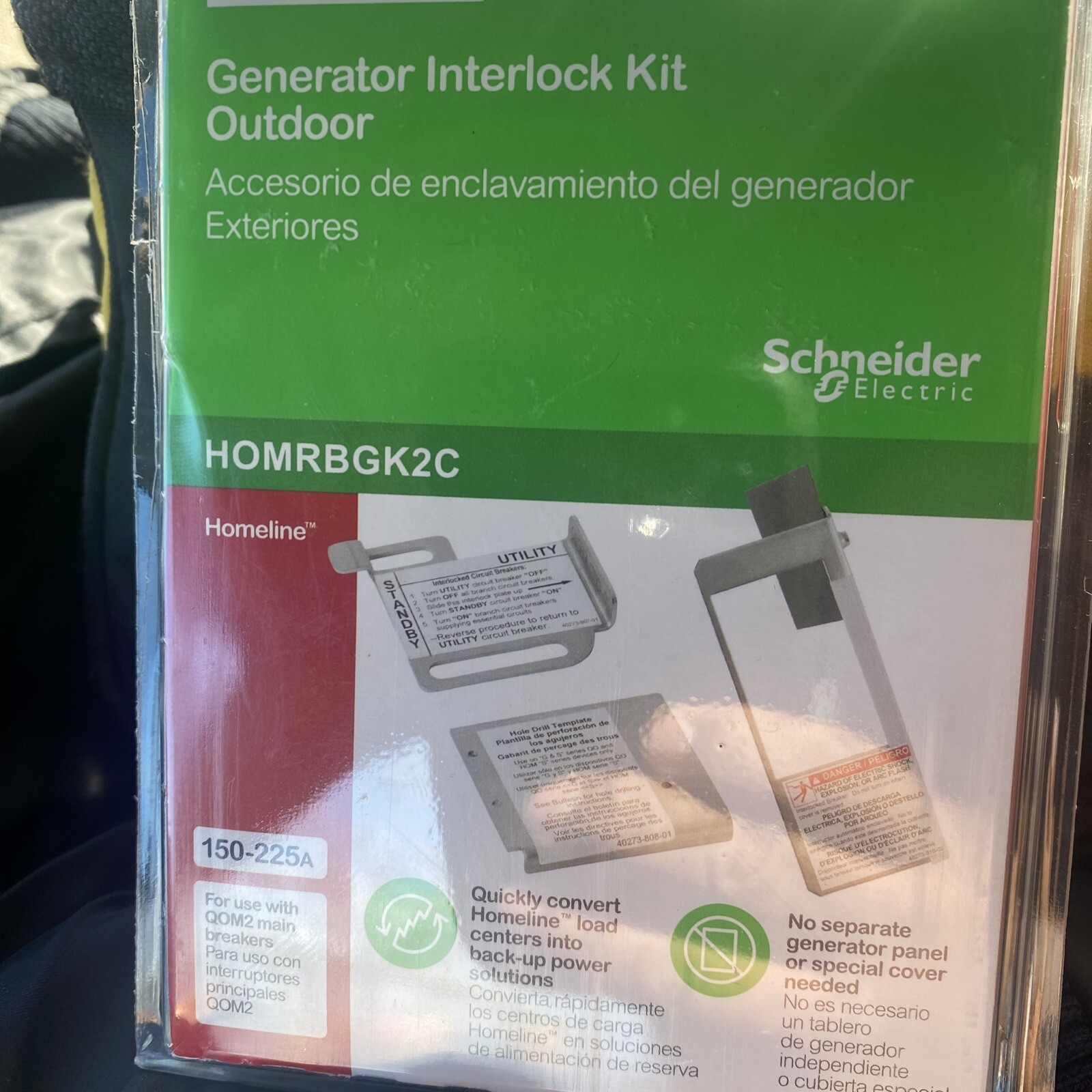 Square D Generator Interlock Kit Pt # HOMRBGK2C Homeline 150-225 Amp ...