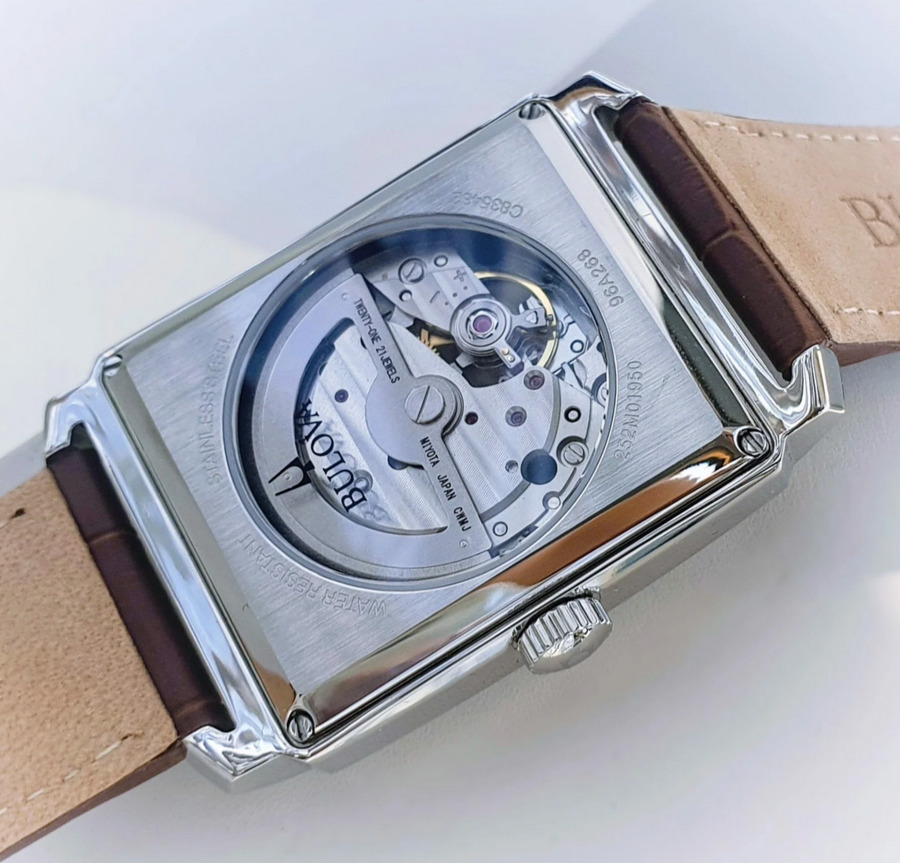 Bulova Sutton Automatic Stainless Steel Brown Leather Band Watch 96A268 ...