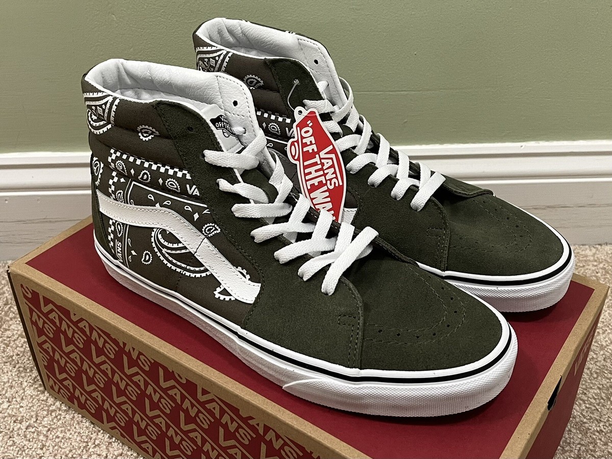 Vans Sk8 Hi Peace Paisley Grape Lea Size 10 Skate High Olive Vans Sk8 Hi Peace Paisley Grape Lea Size 10 Skate High Olive