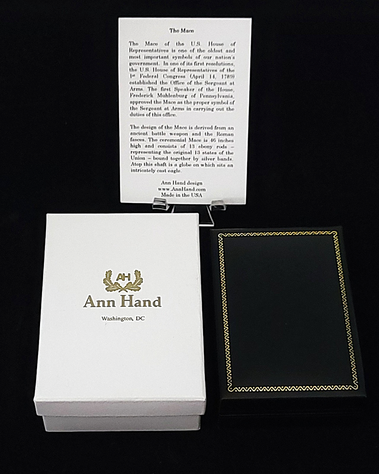 Ann Hand Mace Brooch /Pendant Eagle 18k Gold Plate Overlay Faux Pearl ...