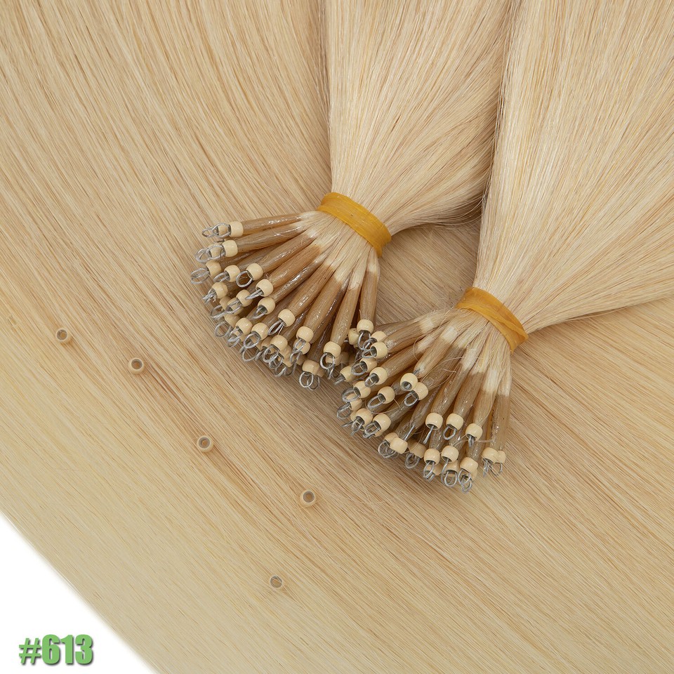 1G Nano Ring Beads Russian 100% Remy Human Hair Extensions Micro Loop ...