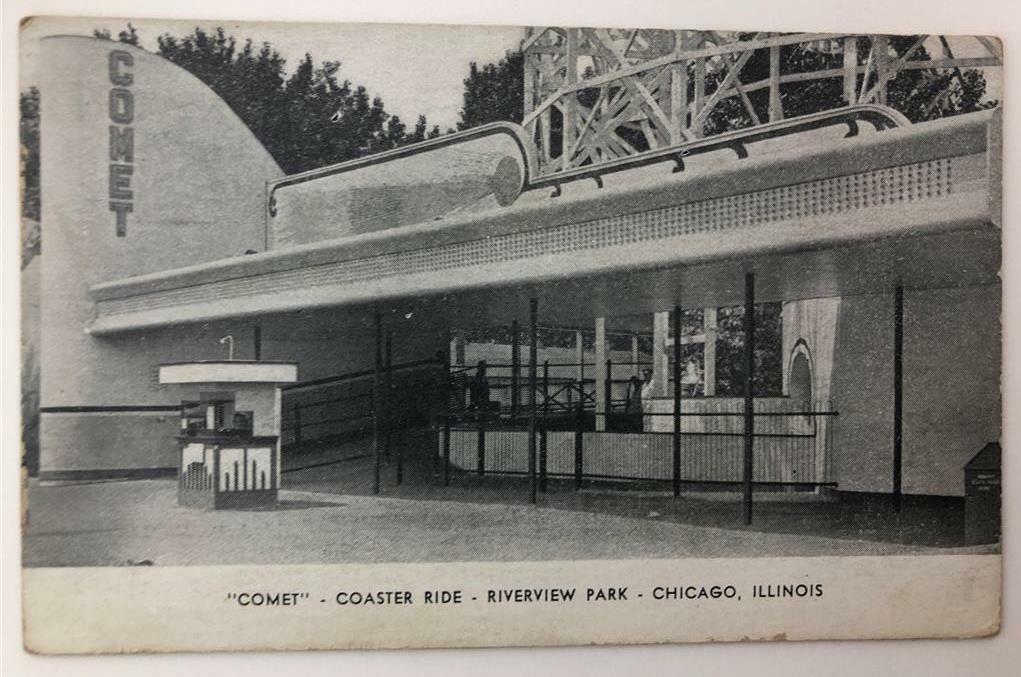Comet Coaster Ride Riverview Park Chicago Illinois Real Photo Postcard ...