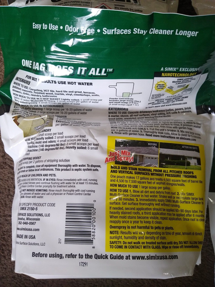 NEW SIMIX MULTI-SURFACE CLEANER POWDER 5#LB.POUNDS BAG | eBay