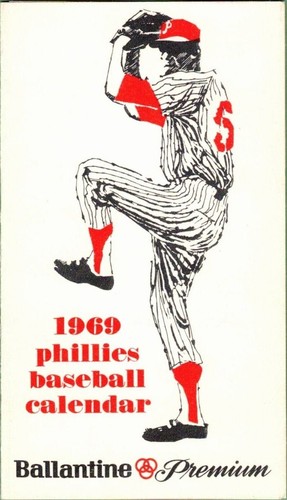 1969 Philadelphia Phillies pocket schedule sponsored by Ballantine ...
