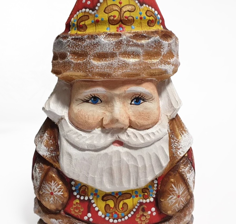Handmade Santa Claus, Wooden Ded Moroz ,Carved Figurine Souvenir ...