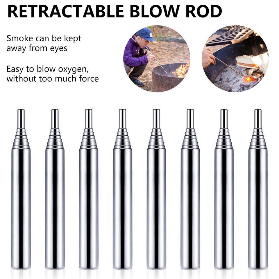 2Pcs Pocket Bellow Collapsible Fire Tools Kit Camping Survival Blow ...