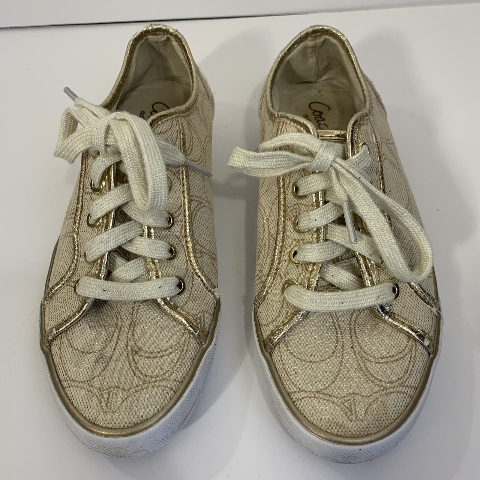 COACH Dee Sneakers Shoes Signature Gold Women Sz 6 RE… - Gem