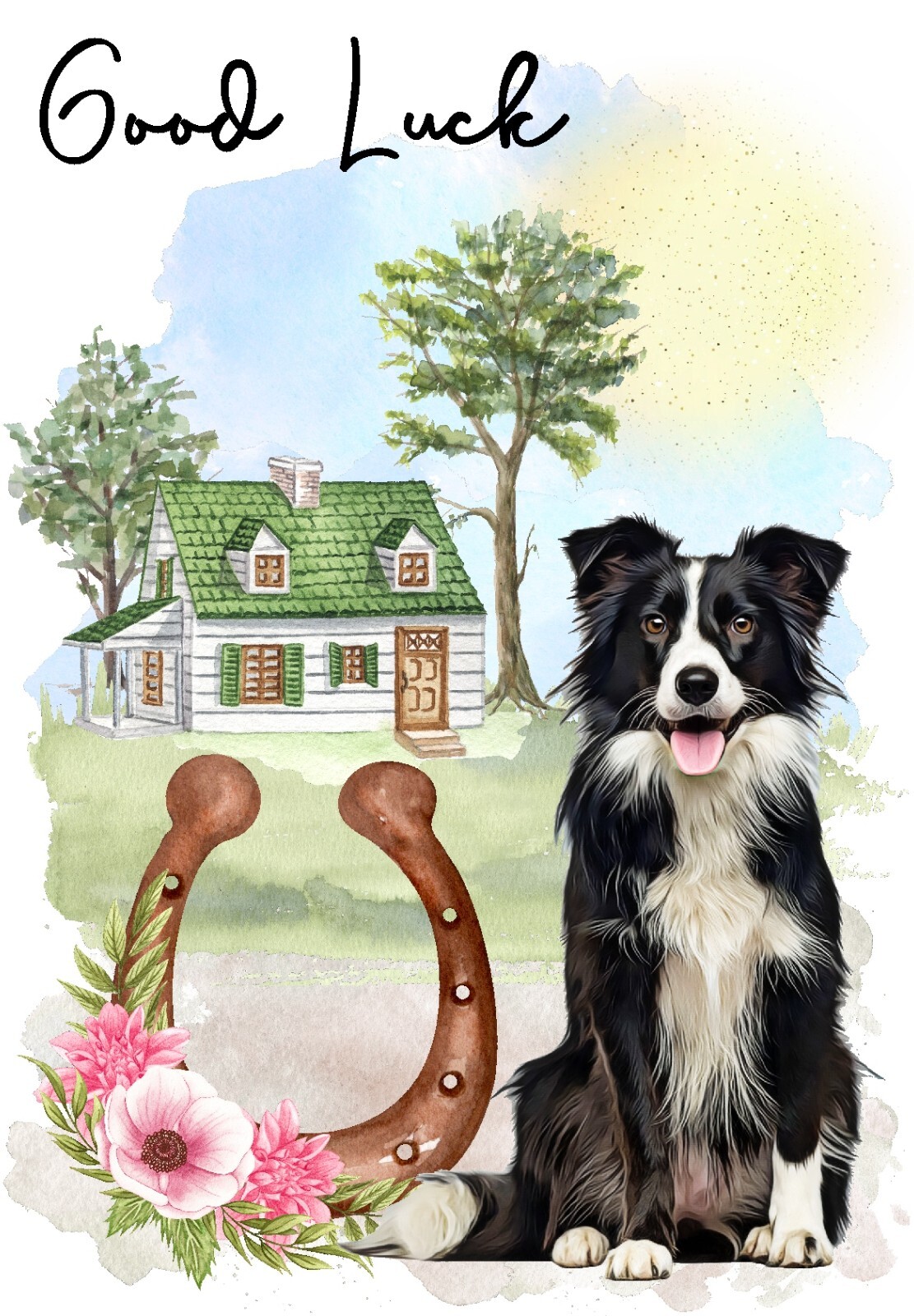 Border Collie Dog GOOD LUCK Card Designed by Starprint | eBay UK